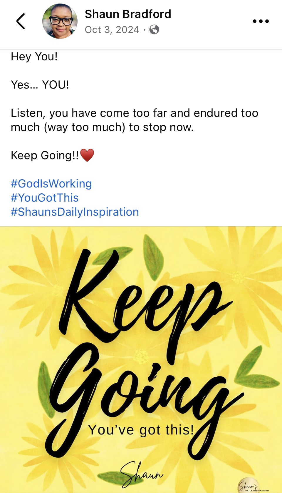 Friendly Reminder: Keep Going! – It’s Shaun’s World